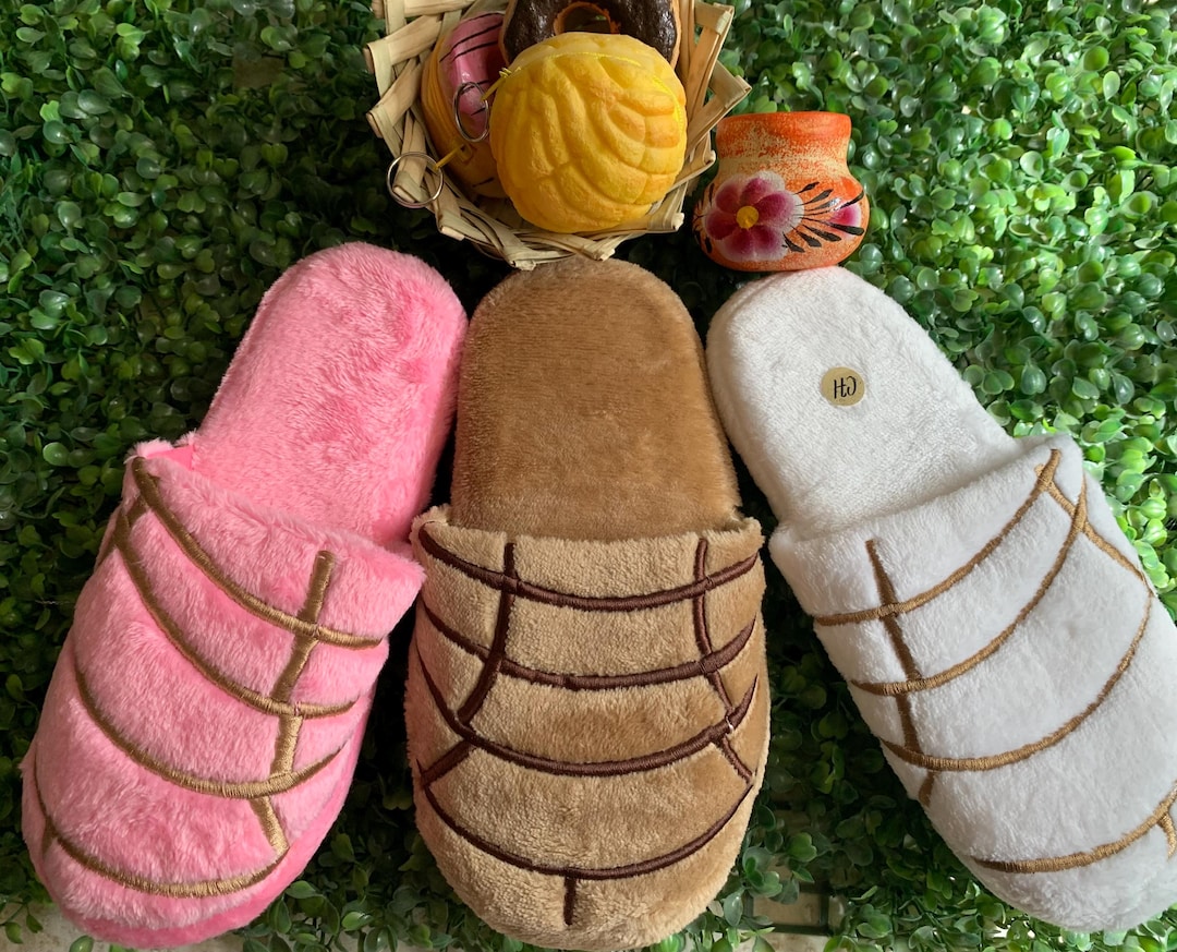 PAN Dulce Slippers | Mexican Concha Plush House Shoes - Etsy