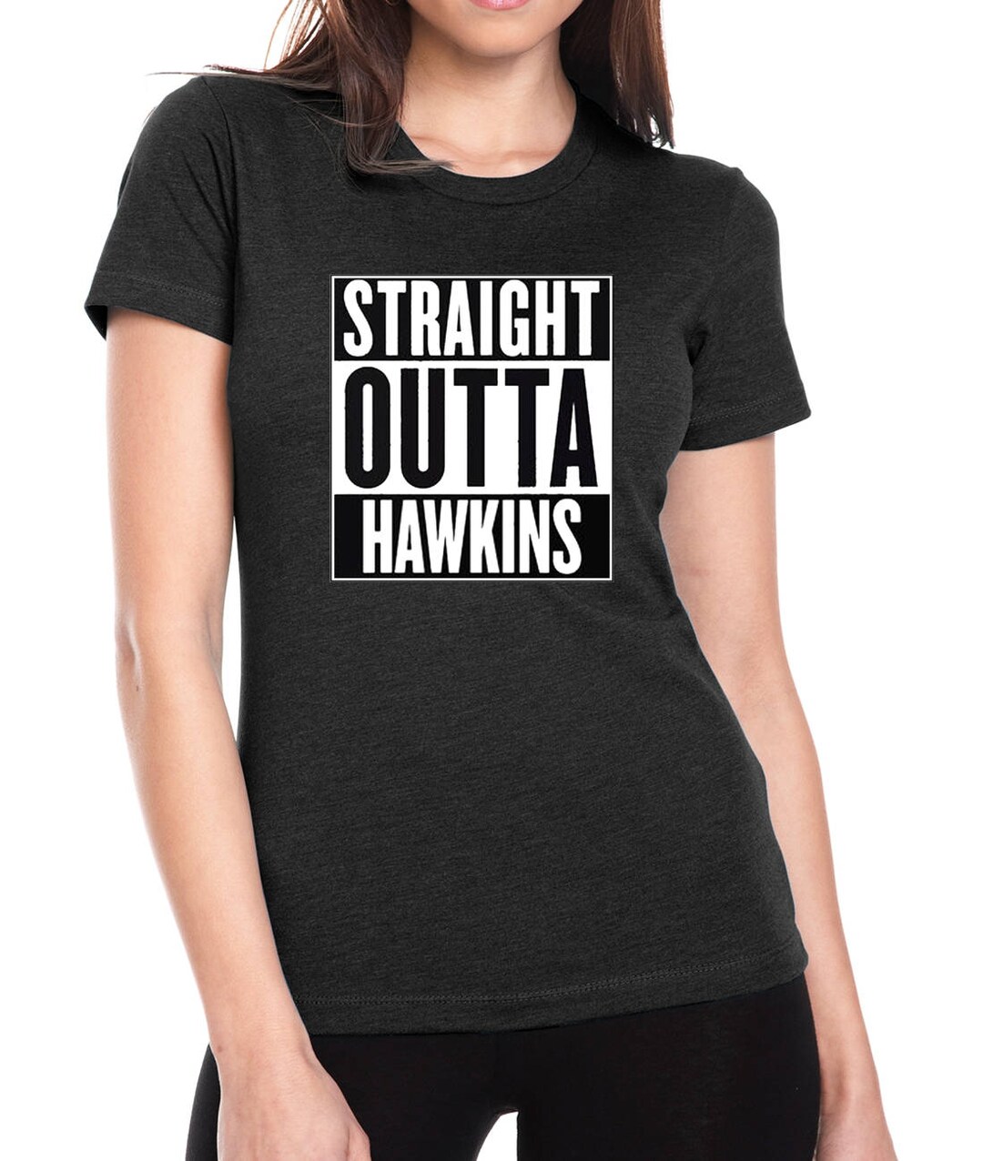 Stranger Things "straight Outta Hawkins" Womens Jr. Fit T-shirt - Etsy