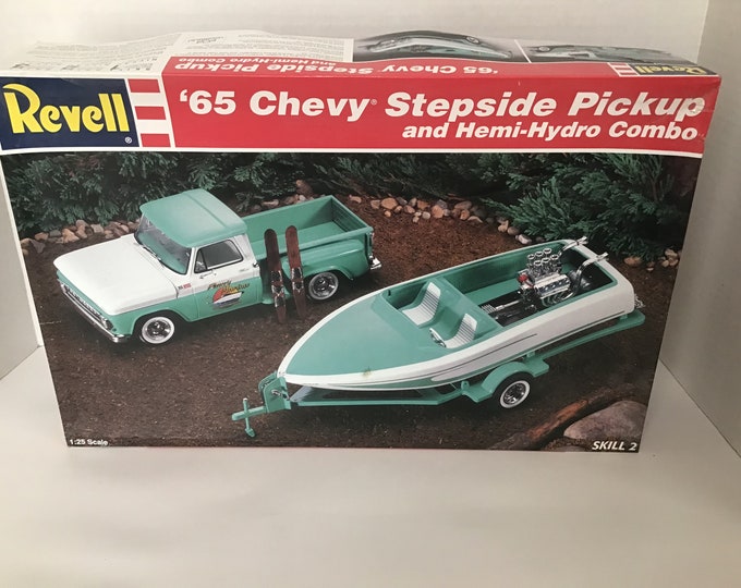 Revell 65 Chevy STEPSIDE PICKUP Truck and Hemi-hydro Combo Boat 1/25 85 ...