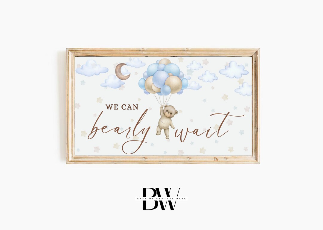 Frame TV Art | We Can Bearly Wait, Boy | Baby Shower Frame TV Art ...