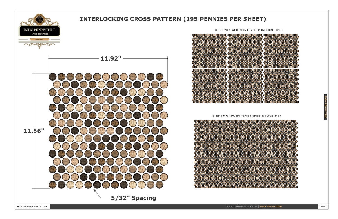 Tile Sheets of US Copper Pennies. Penny Floor and Backsplash - Etsy