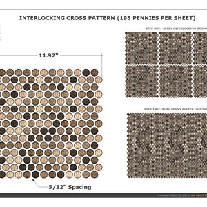 Tile Sheets of US Copper Pennies. Penny Floor and Backsplash Tiles (12 ...
