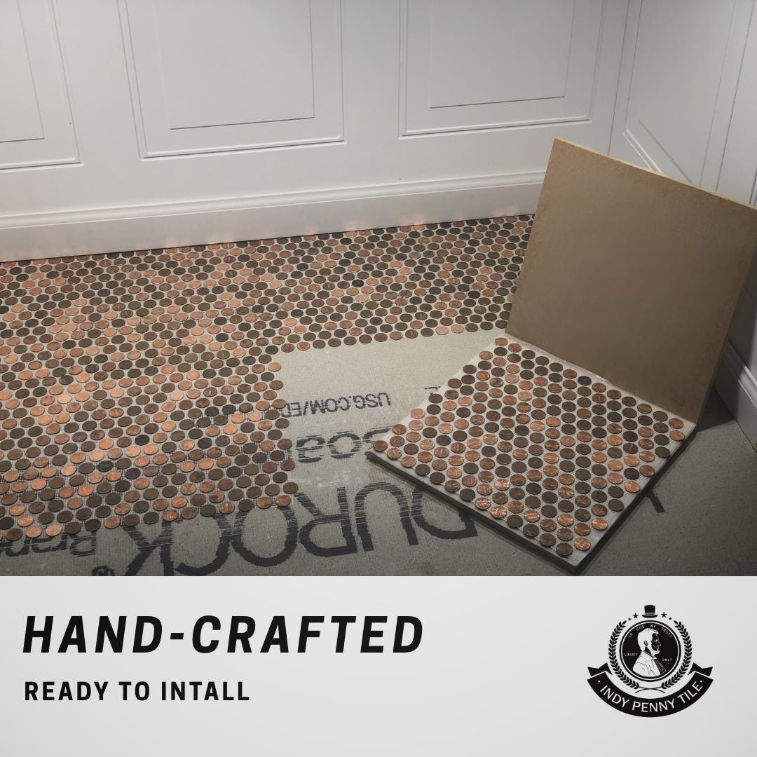 Tile Sheets of US Copper Pennies. Penny Floor and Backsplash Tiles (12 ...