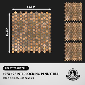 Tile Sheets of US Copper Pennies. Penny Floor and Backsplash Tiles (12 ...