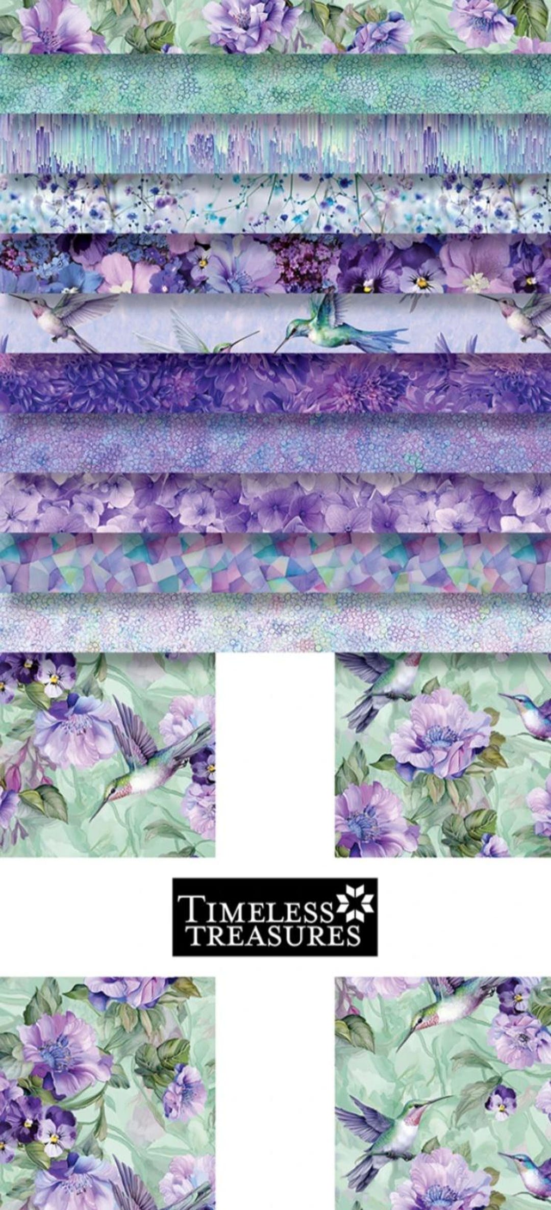 Timeless Treasures Garden Delight 10 Inch Square Bundle Cotton Quilt Fabric 42 Prints per Bundle ...