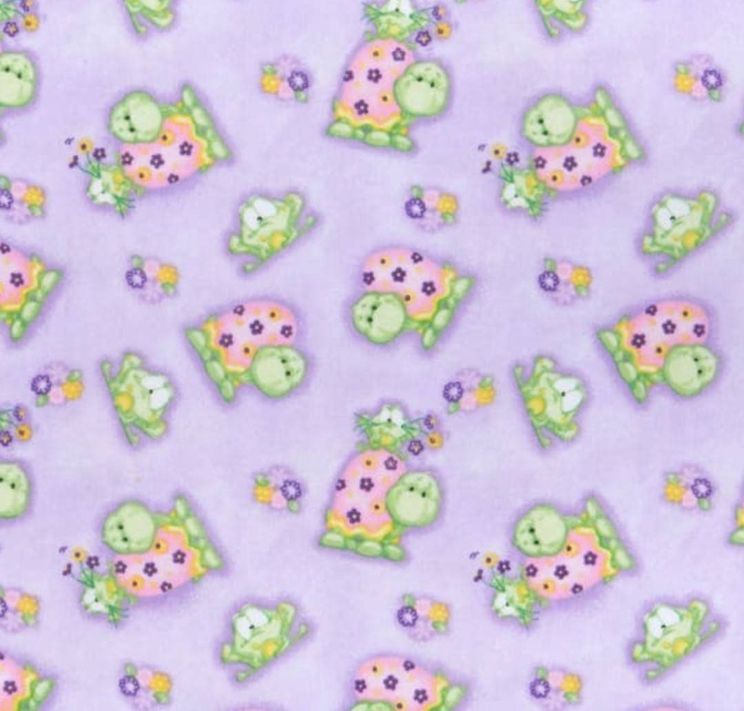 Turtles, Frogs, and Flowers on Purple Cotton Comfy FLANNEL Fabric by A. E. Nathan - Etsy