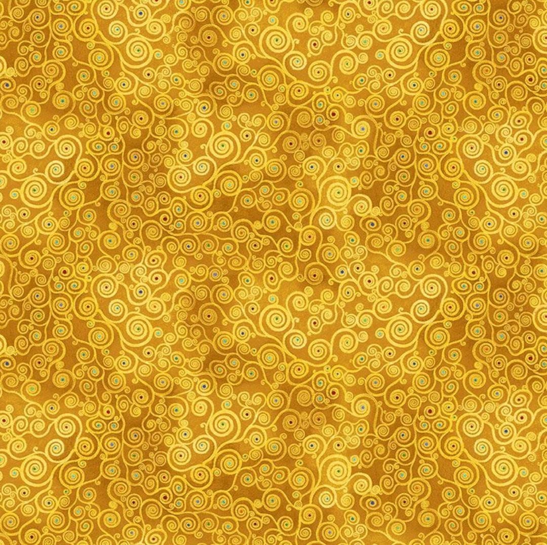 Cleo by Chong A Hwang for Timeless Treasures Gold Golden Swirls Cotton ...