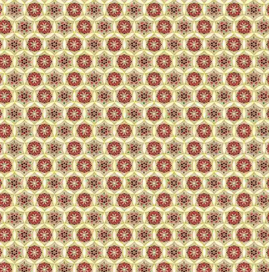 Kyoto Garden by Chong A Hwang for Timeless Treasures Geo Flowers With Gold Metallic Cotton Quilt ...