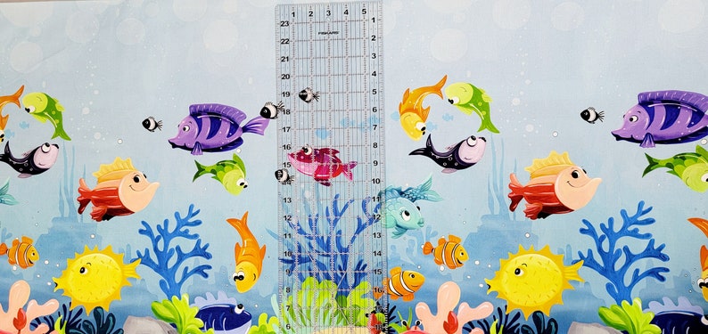 Susybee Under the Sea Fish Friends Border Stripe Cotton Quilt Fabric - Etsy