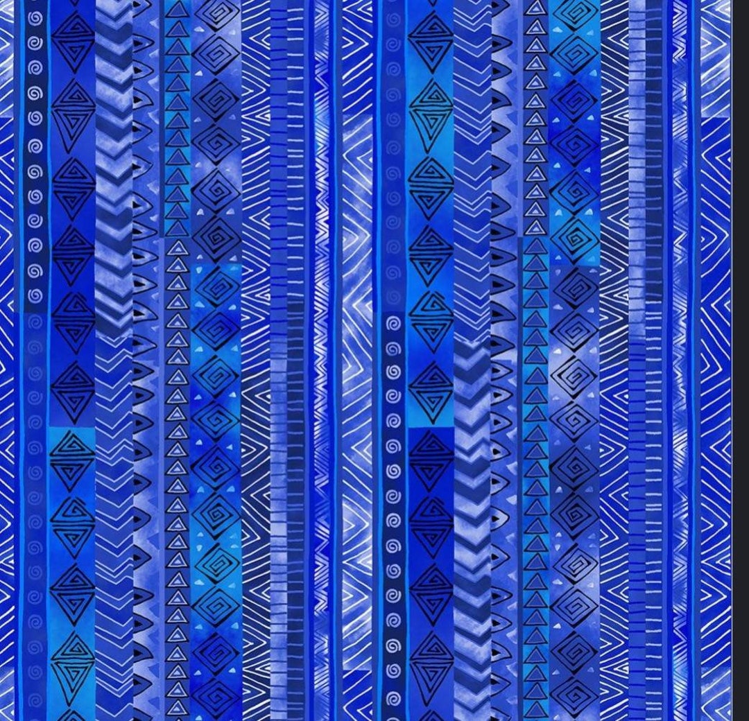 Clothworks Basics by Laurel Burch Bright Royal Blue Stripe Cotton Quilt ...