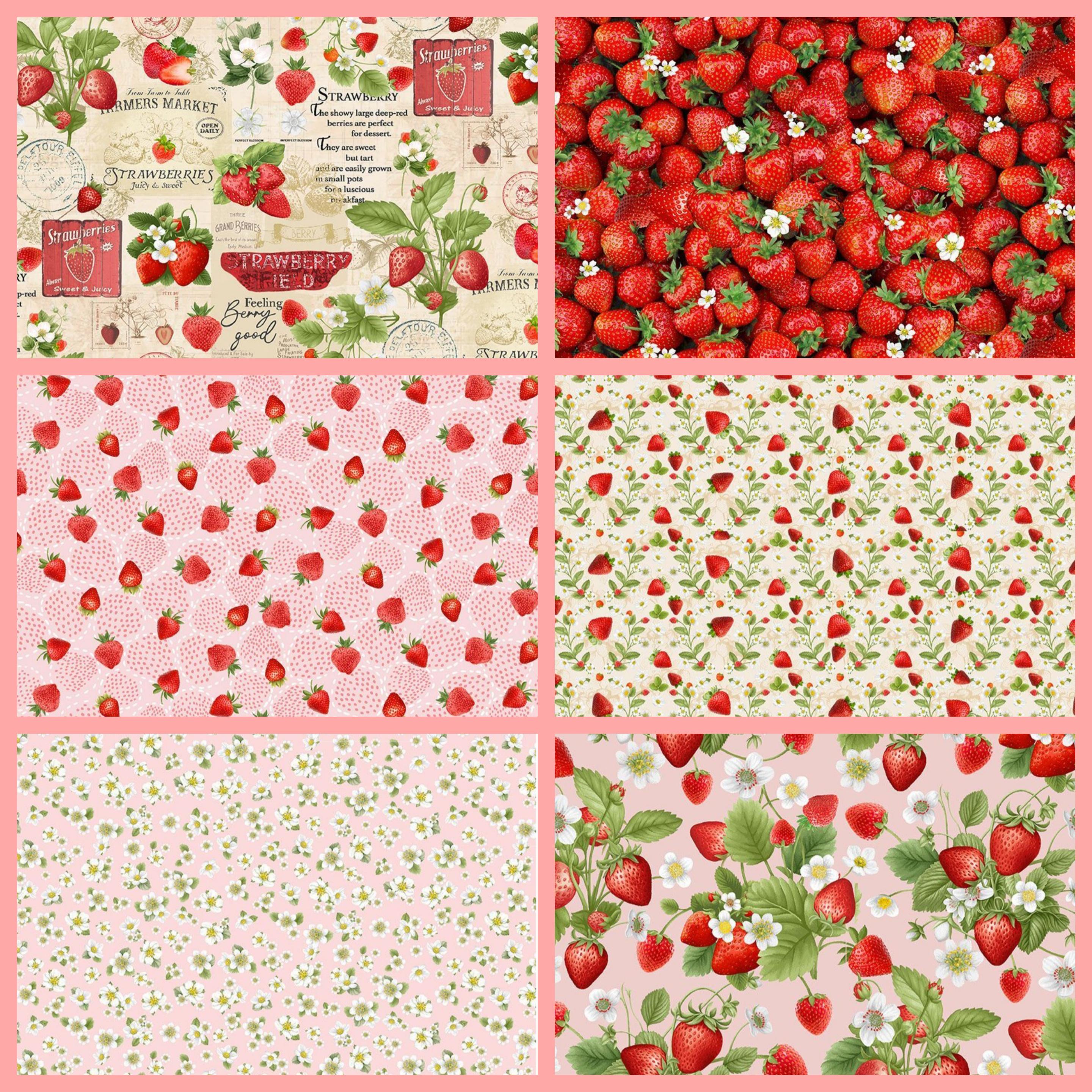 Timeless Treasures Berry Sweet Red Strawberries on Pink Cotton Quilt ...