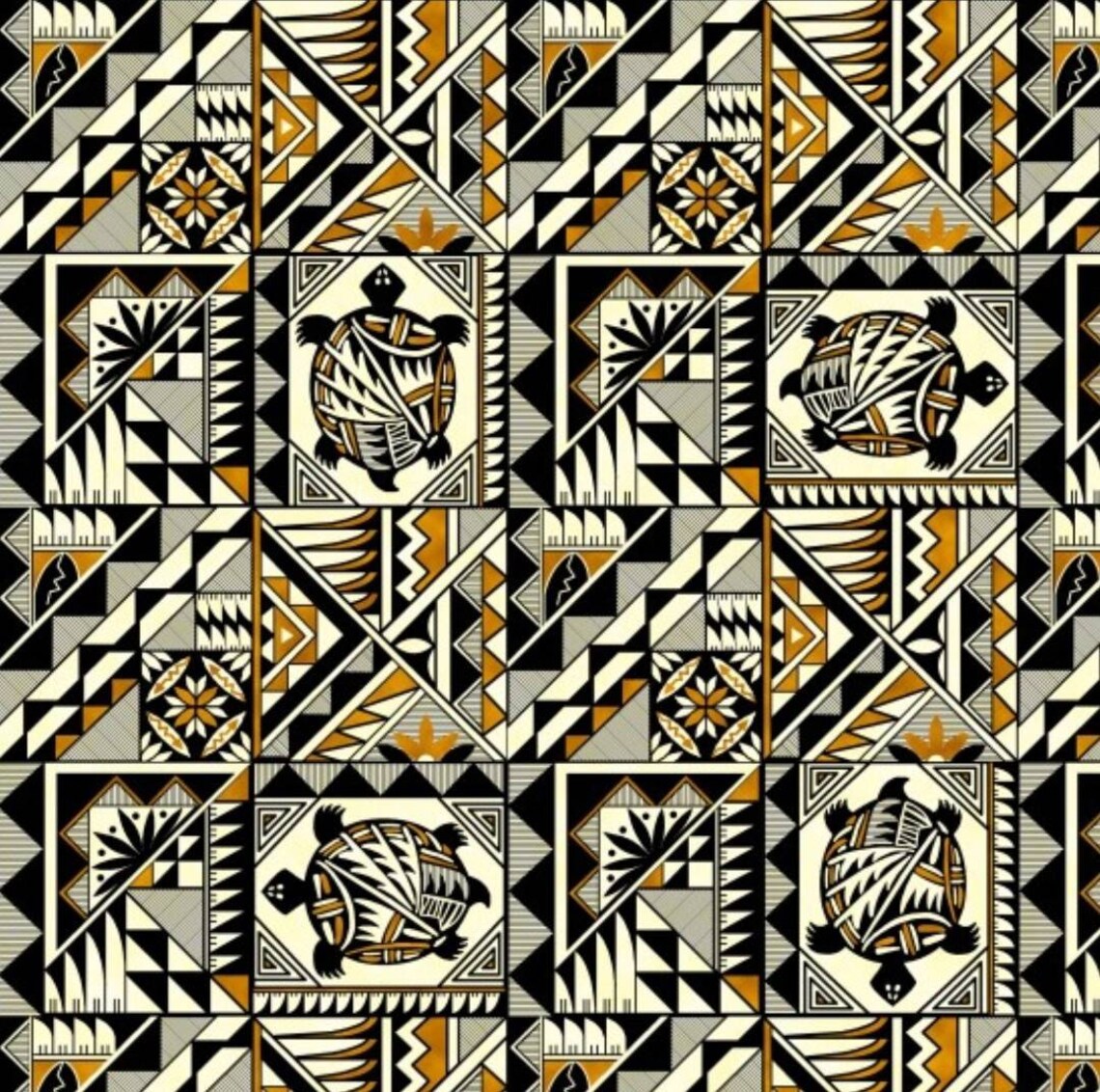 Elizabeth Studio Native Pottery Gold and Black Turtles on Cream Tucson ...