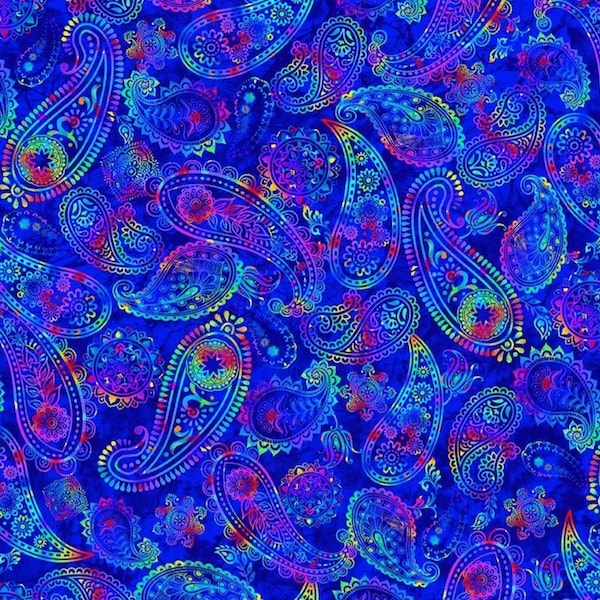 Timeless Treasures Blue Paisley - Etsy