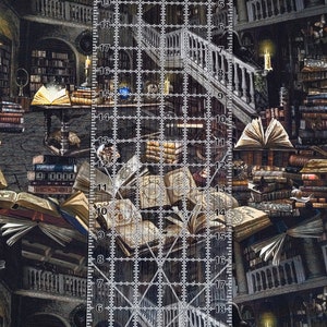 Timeless Treasures Mystic Library Magic Haunted Library Cotton Quilt ...