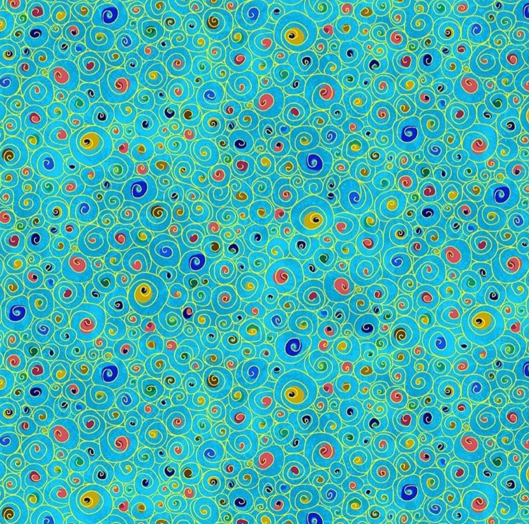 Gilded Plume by Chong A Hwang for Timeless Treasures Light Blue Circle ...