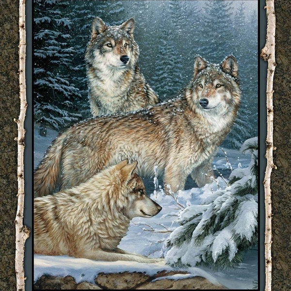 Wild Wings Silver Wolf Fabric - Etsy