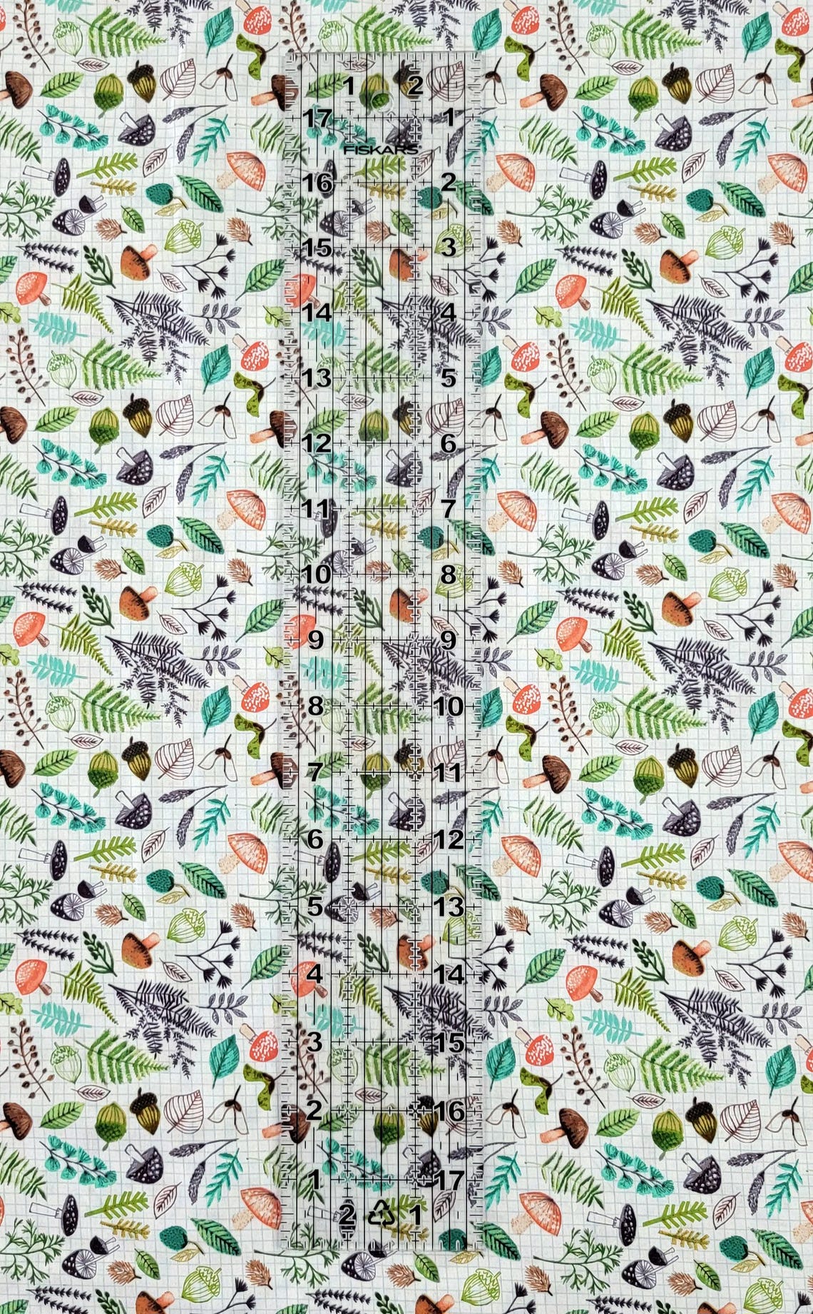Clothworks Imagine White Terrarium, Plant, Acorn, and Mushroom Cotton ...