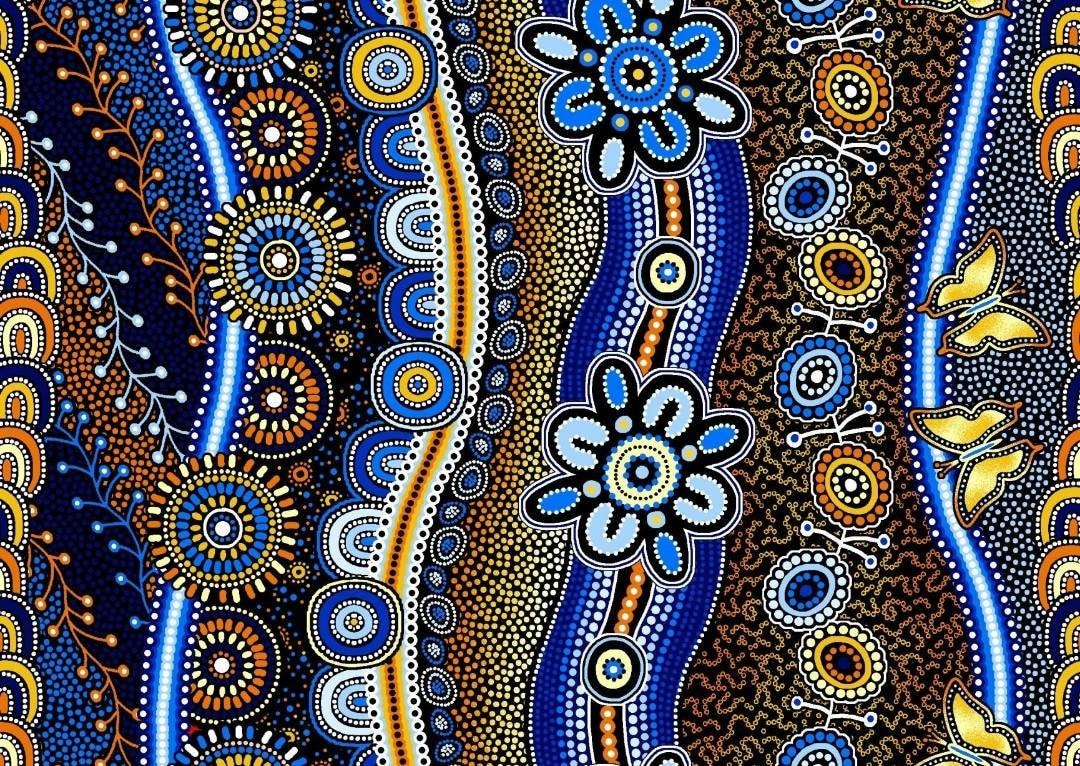 Pannotia by Oasis Fabrics Turquoise Blue and Brown Floral Butterfly ...