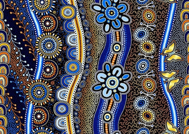Pannotia by Oasis Fabrics Turquoise Blue and Brown Floral Butterfly ...