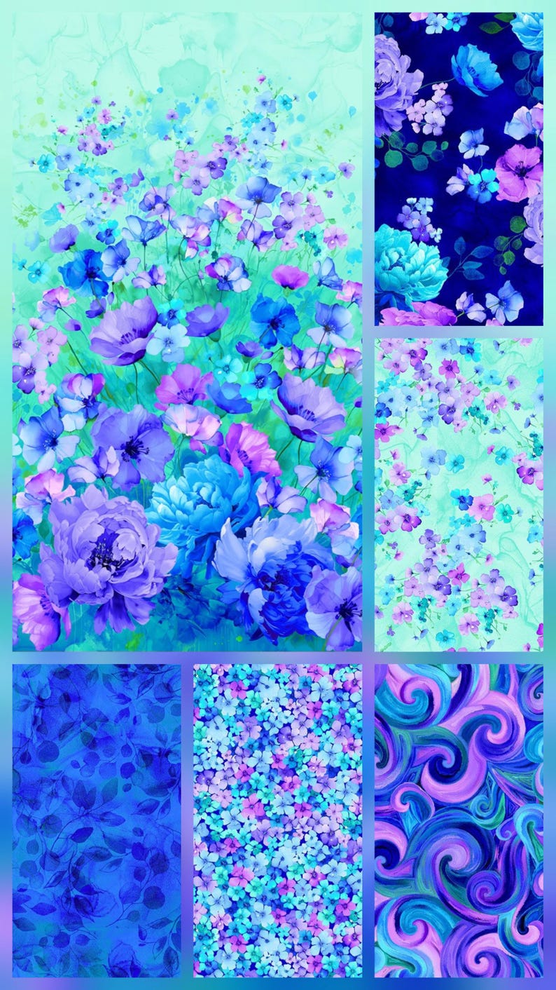 Bellagio by Timeless Treasures Purple, Blue, and Turquoise Abstract ...