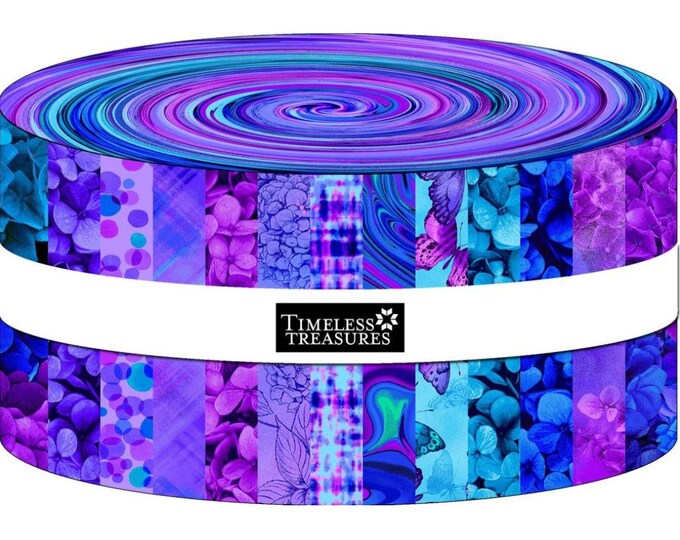 Timeless Treasures Midnight Bloom Jelly Roll Bundle Cotton Quilt Fabric 40, 2 1/2" Pre Cut ...