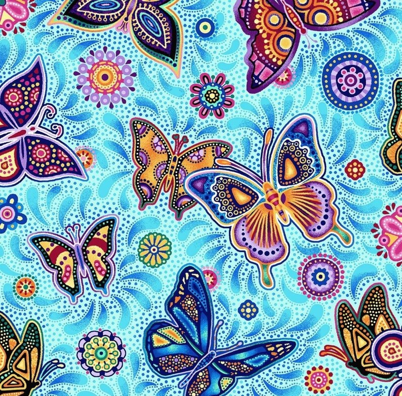 Pannotia by Oasis Fabrics Blue Yellow and Purple Butterfly - Etsy