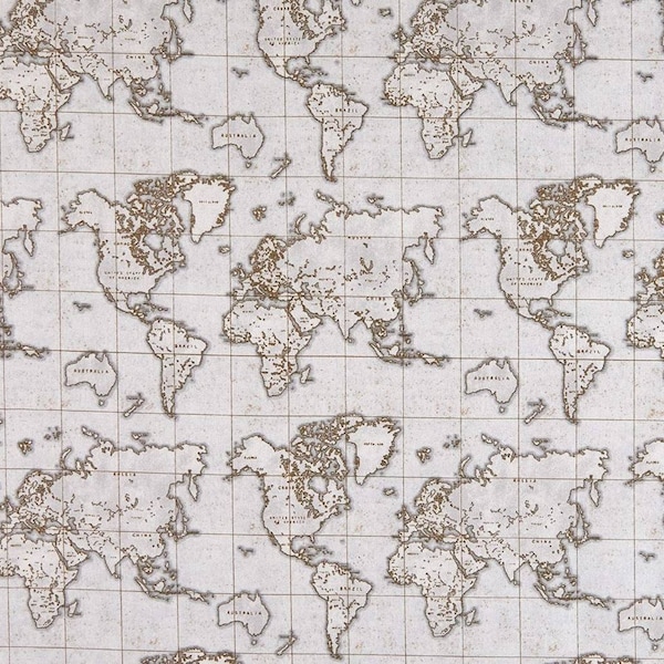 World Map Fabric - Etsy