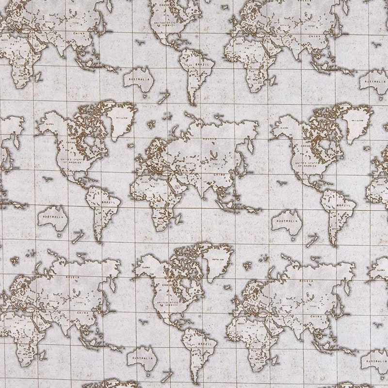 World Map Fabric - Etsy