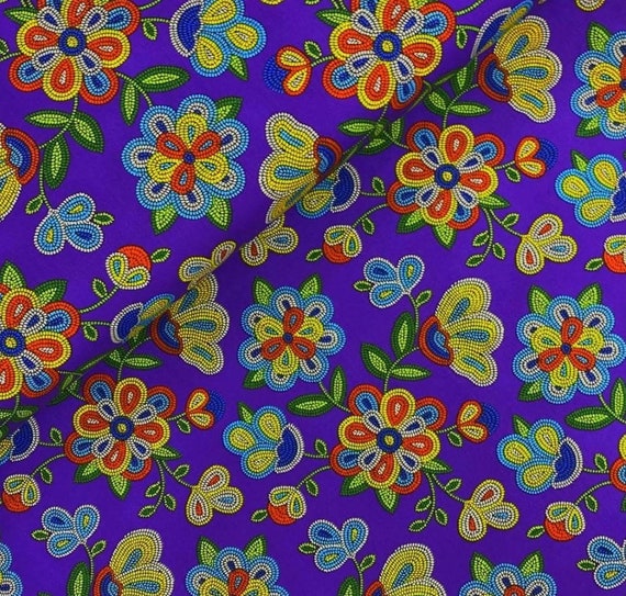 Elizabeth Studio Purple Native Tribal Beaded Floral Flower | Etsy