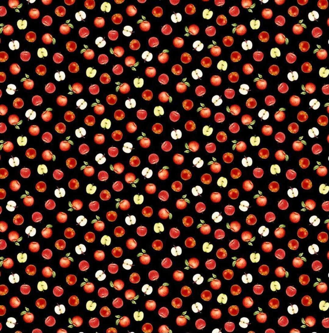 Orchard Valley by Timeless Treasures Mini Red Apples and Apple Slices ...