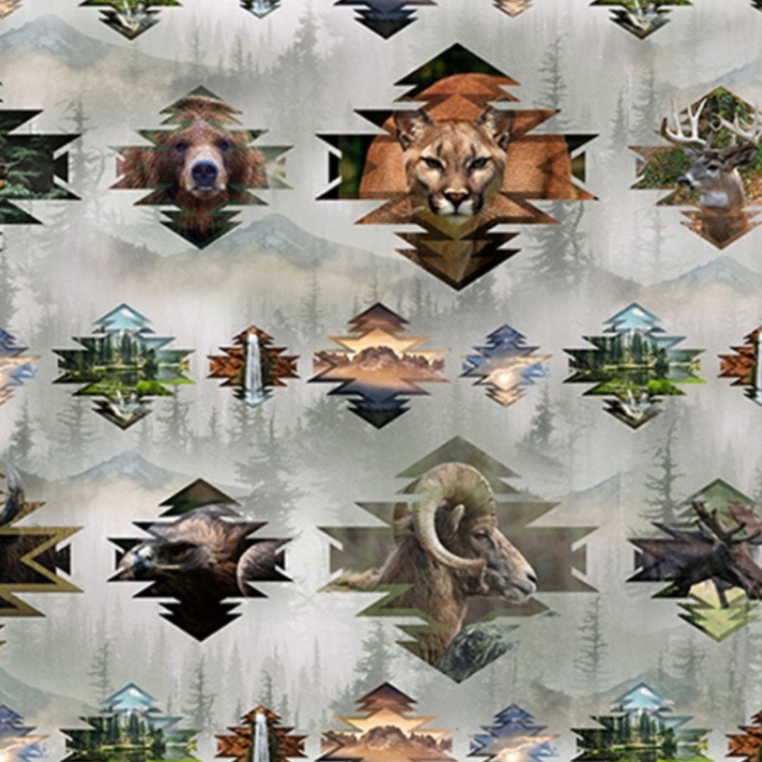 Hoffman Call of the Wild Earth Wildlife Animals Cotton Quilt Fabric ...
