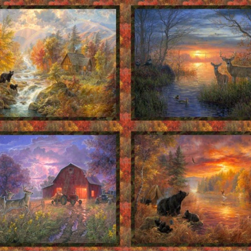 Deer Panel Fabric - Etsy