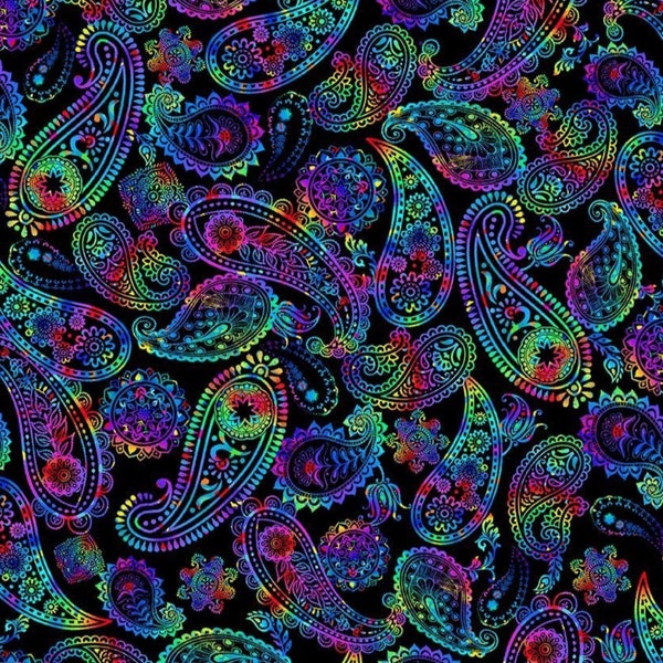 Black Paisley Fabric - Etsy