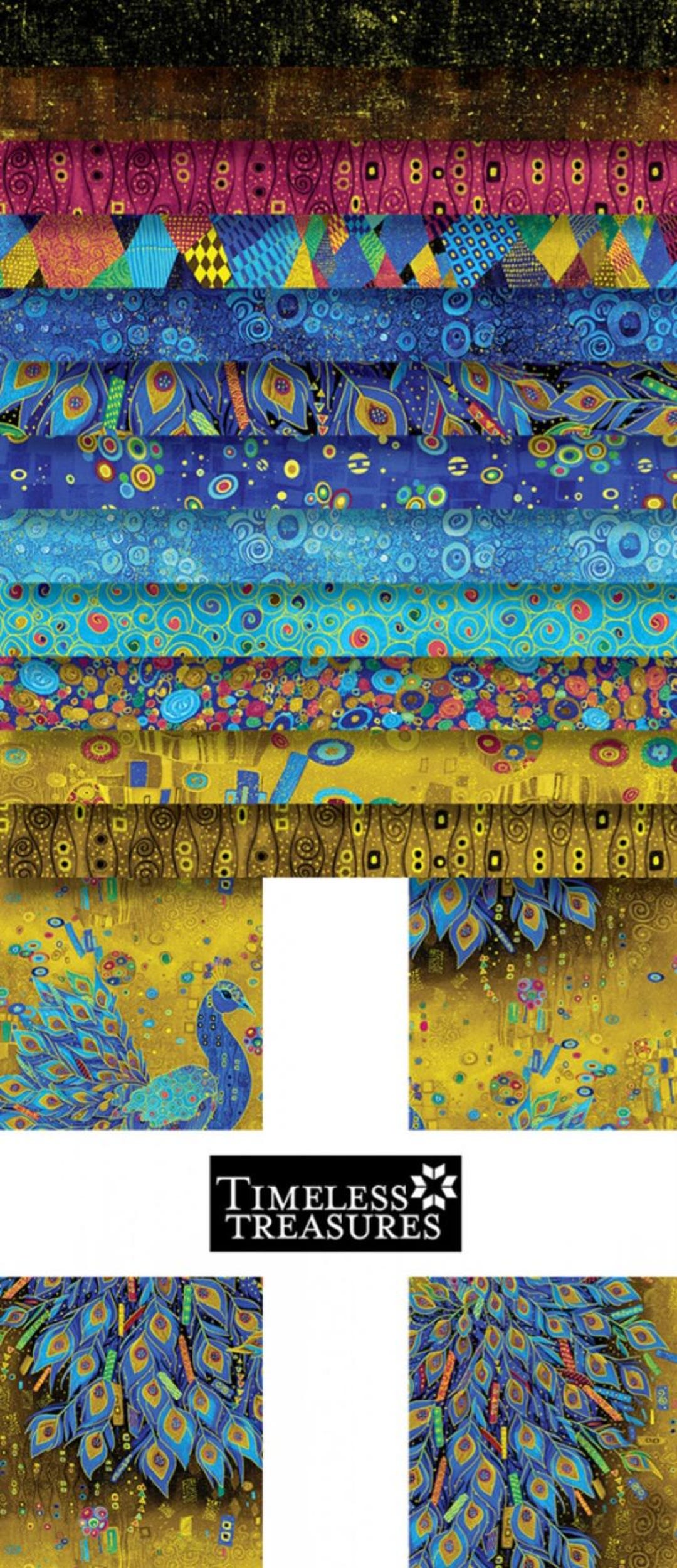 Timeless Treasures Gilded Plume 10 Inch Square Bundle Cotton Quilt ...