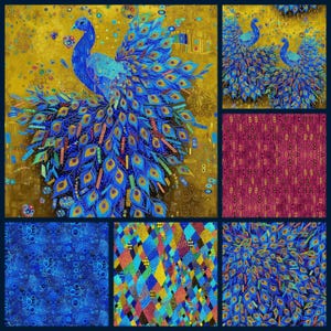 Gilded Plume by Chong A Hwang for Timeless Treasures Royal Blue Floral ...