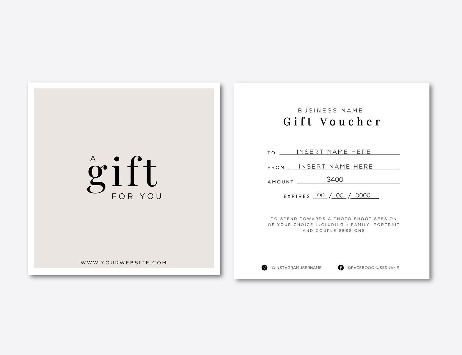 Gift Voucher Template, DIY Gift Voucher, Photoshop Template, Printable ...