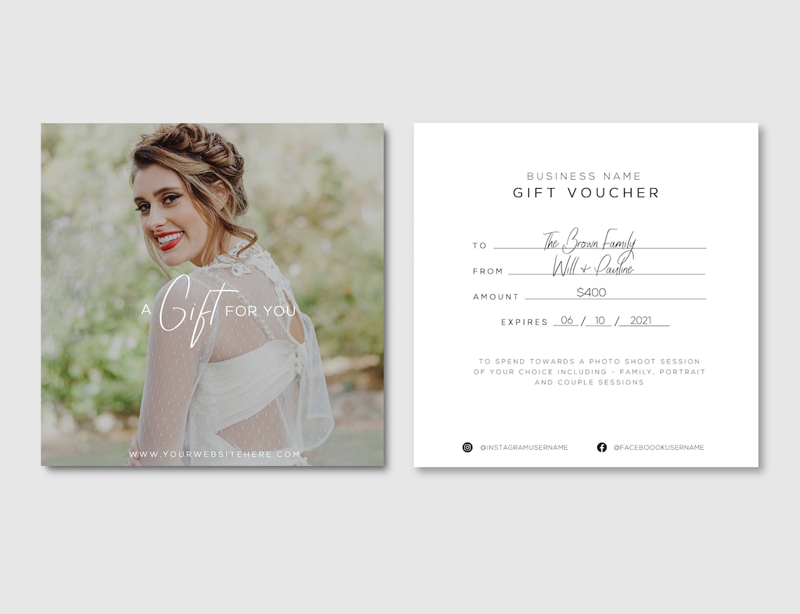Photography Gift Voucher Certificate Template PSD for | Etsy