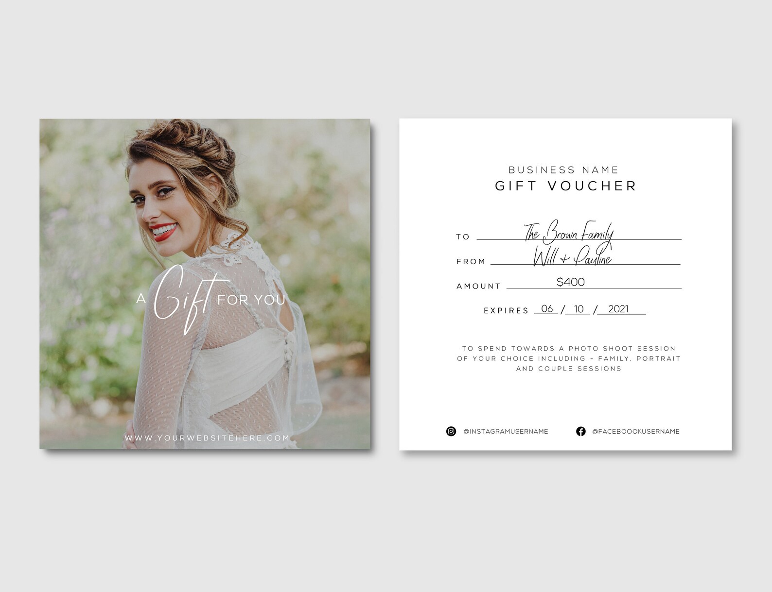 Photography Gift Voucher Certificate Template PSD for | Etsy