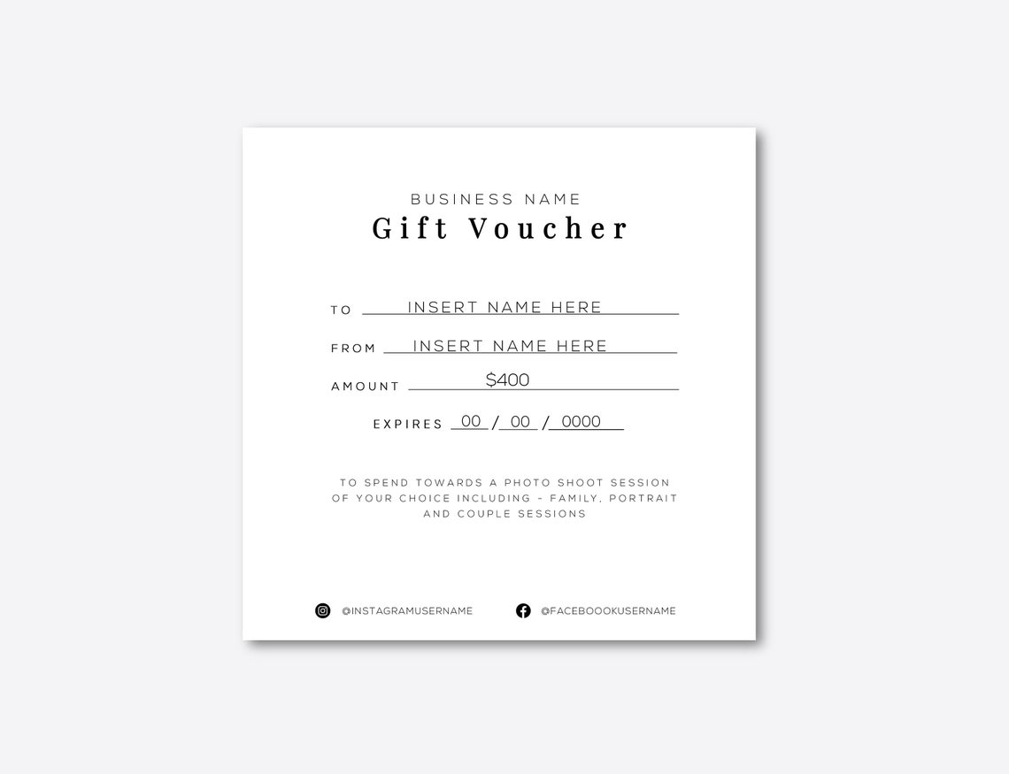 Gift Voucher Template, DIY Gift Voucher, Photoshop Template, Printable ...