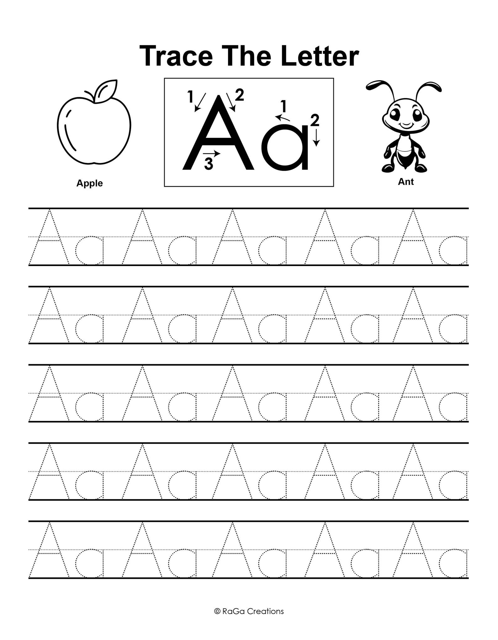 Alphabet Writing Pages, 26 ABC Phonics Tracing Sheet, Preschool ...