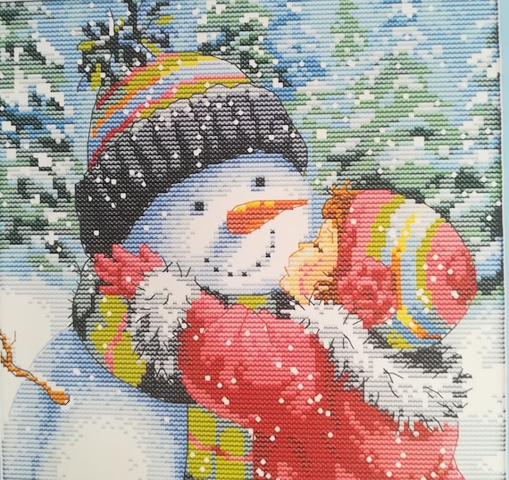 Кiss the Snowman Cross Stitch Chart PDF Pattern Instant - Etsy