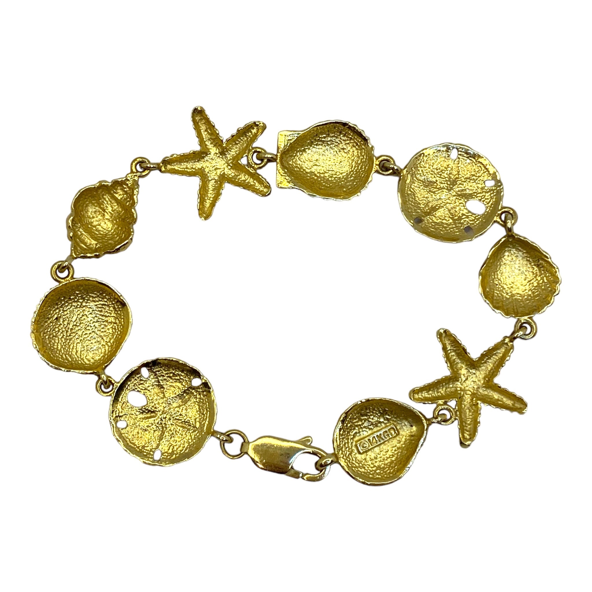14K Yellow Gold Sea Life Nautical Bracelet - Etsy