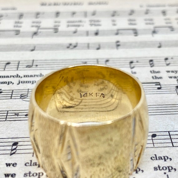 Vintage 14K Gold Wide Cigar Band Ring Gem vintage-14k-gold-wide-cigar-band-ring-gem