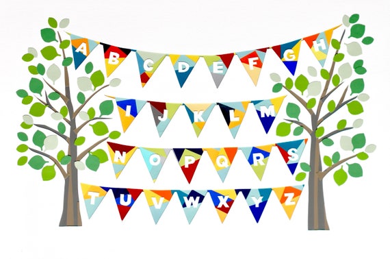 PRINT-Alphabet Banner-Modern Nursery Wall Art and Decor | Etsy
