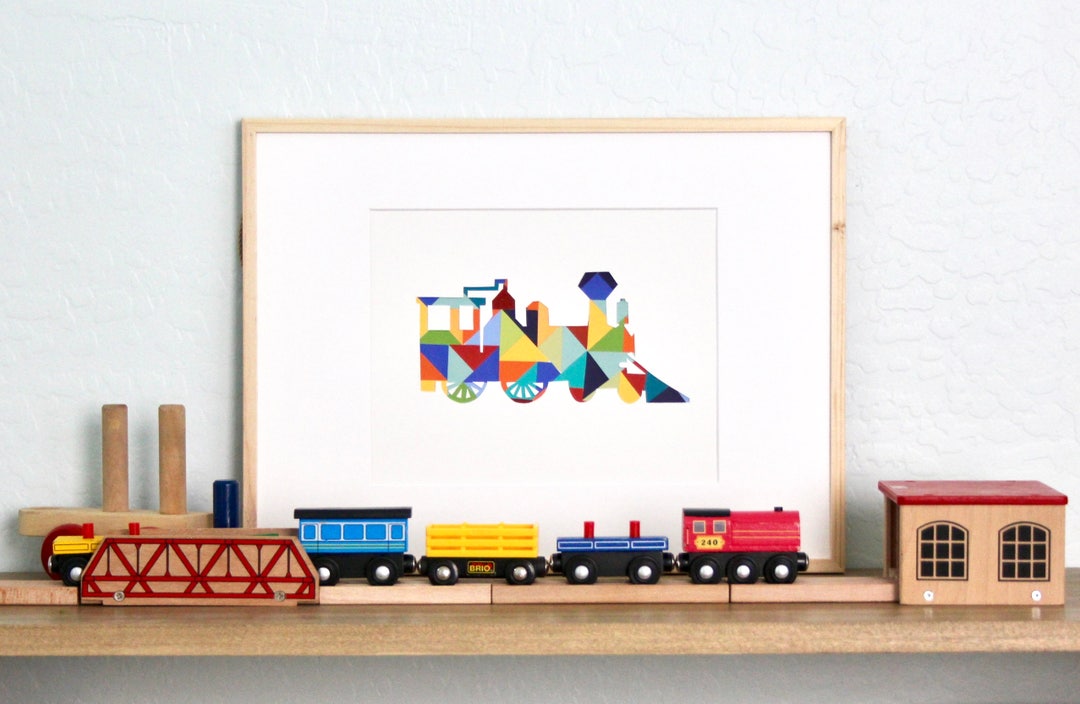 Vintage Train Papercut and Collage-modern Nursery Decor and Wall Art - Etsy