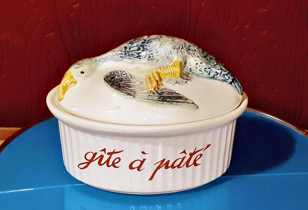 Rare Vintage Majolica Covered Duck Pate' Foie Gras Tureen Secla ...