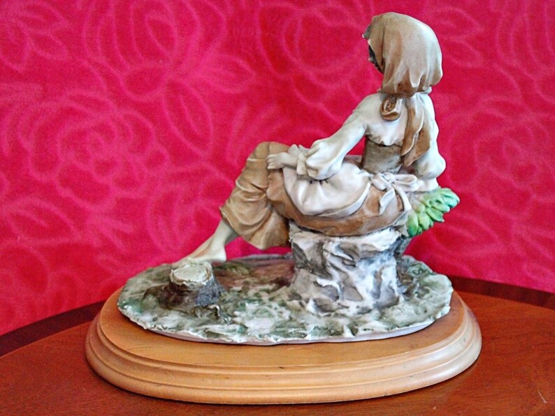 Vintage Large A. Belcari Lady Figurine on Wooden Base, Italy - Etsy
