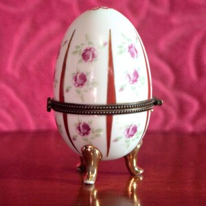Vintage Limoges Hand Painted Egg Trinket Box -roses - Etsy