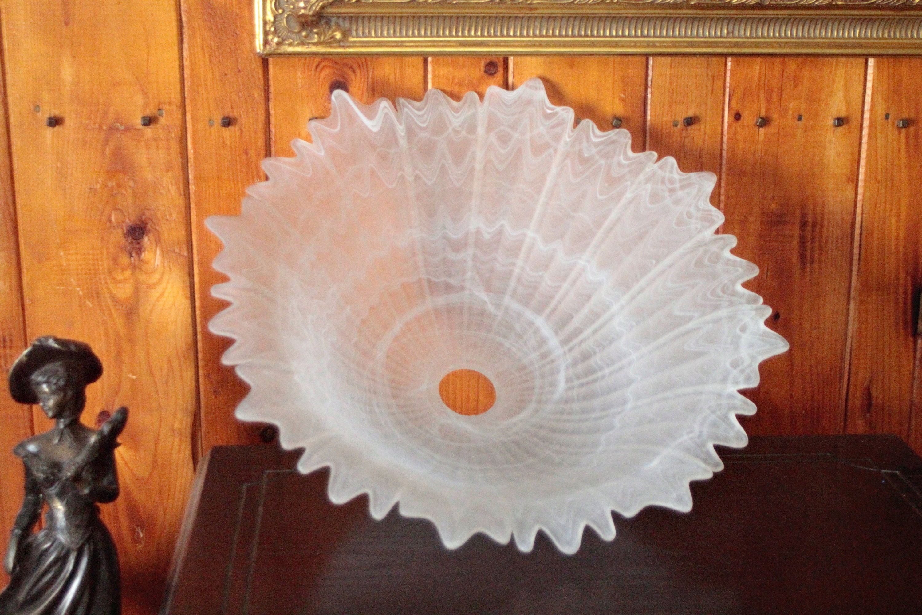 Vintage Murano Style Art Glass Torchiere White Swirl Lamp Shade - Etsy