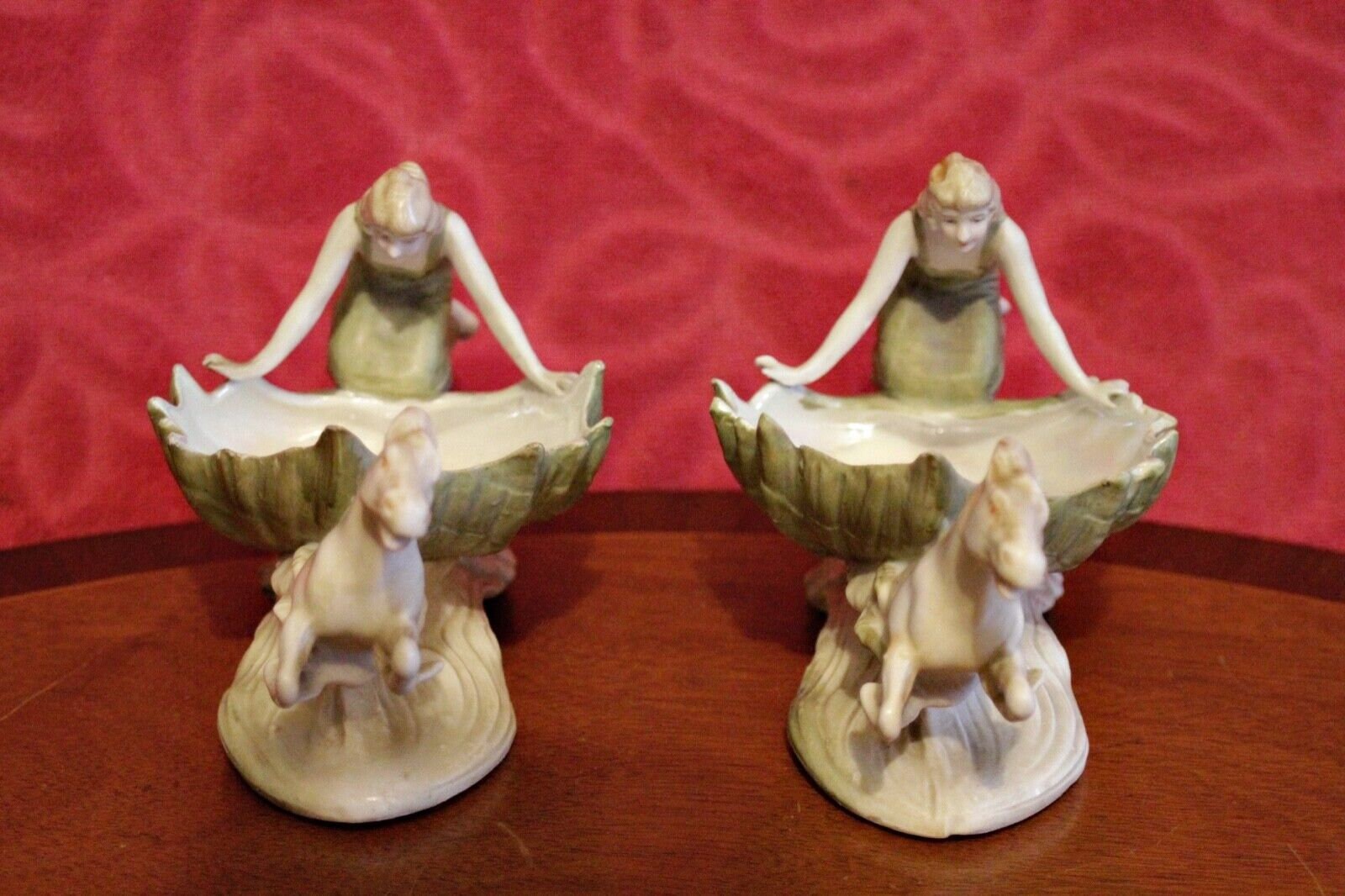 Pair of Antique Royal Dux Conch Shell Chariot Dishes - Etsy